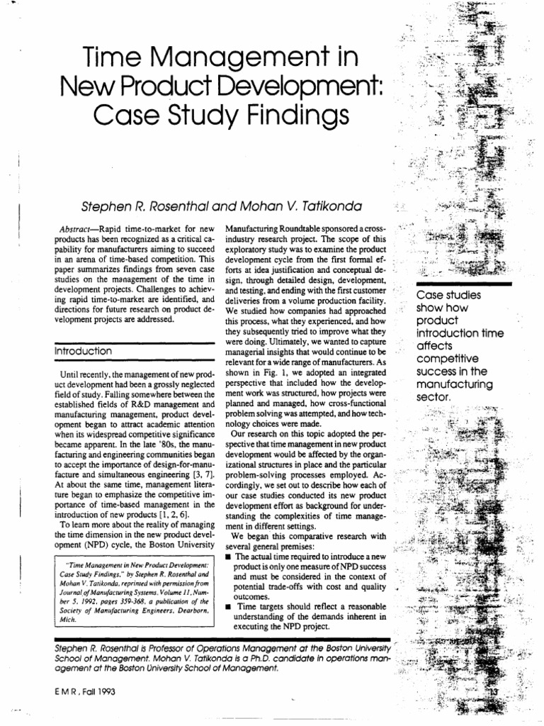 Time Management in New Product Development: Case Study Findings | PDF ...
