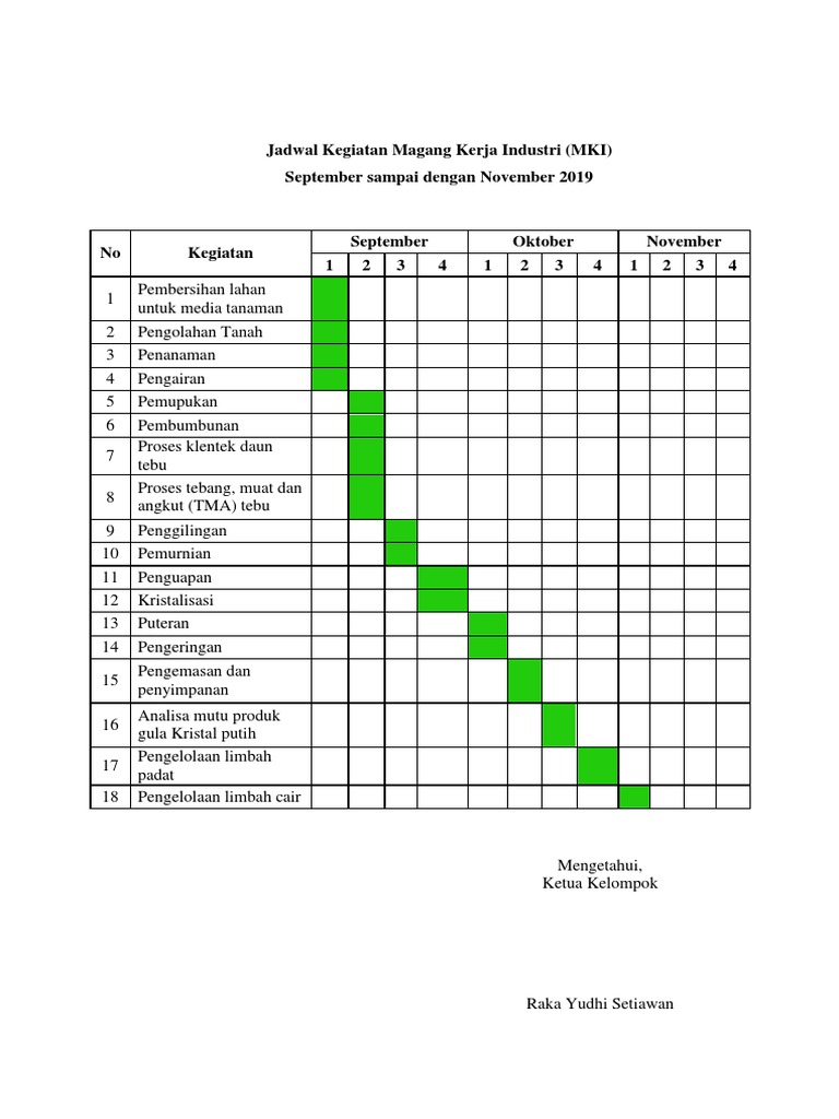 Revisi Jadwal Kegiatan Magang | PDF