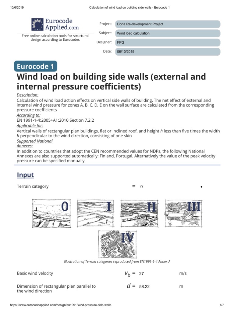 Calculation of Wind Load On Building Side Walls - Eurocode 1 | PDF ...
