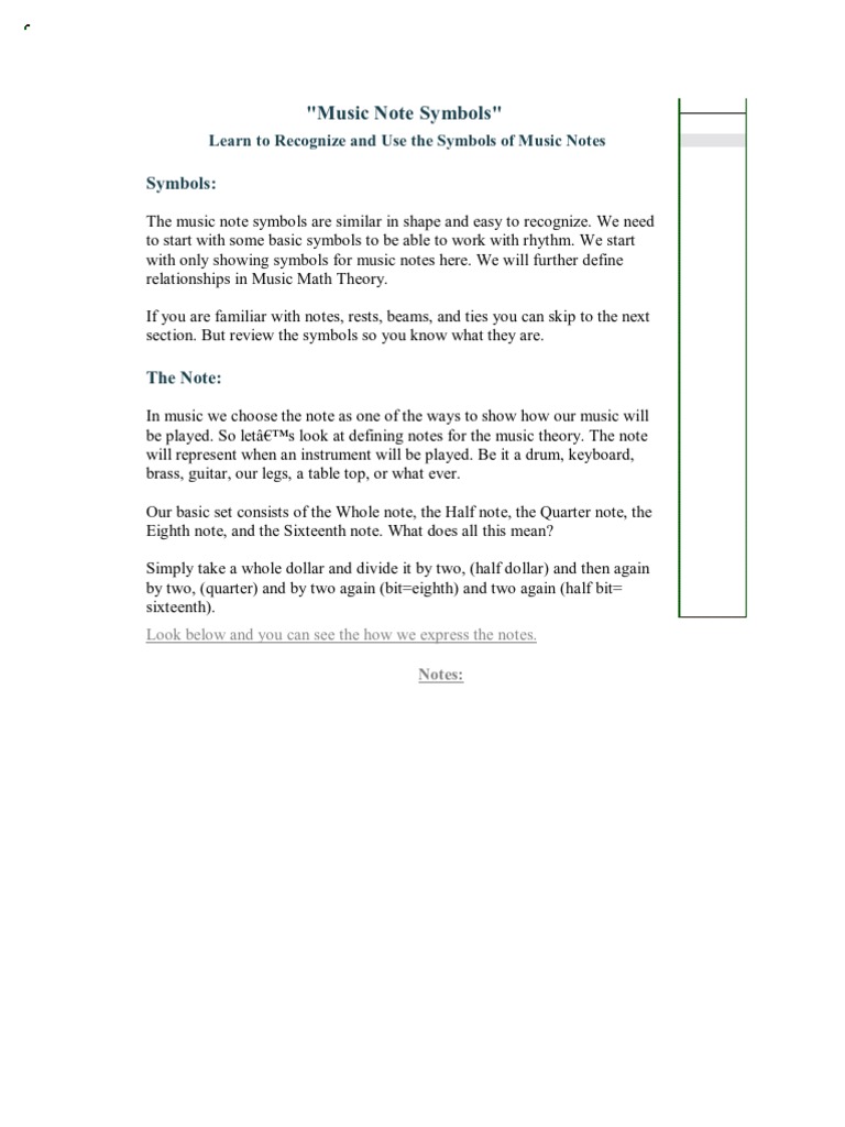 Music Note Symbols | PDF | Rhythm | Musical Compositions