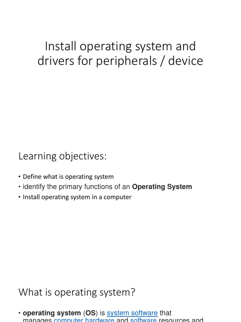 Install Operating System and Drivers For Peripherals | PDF