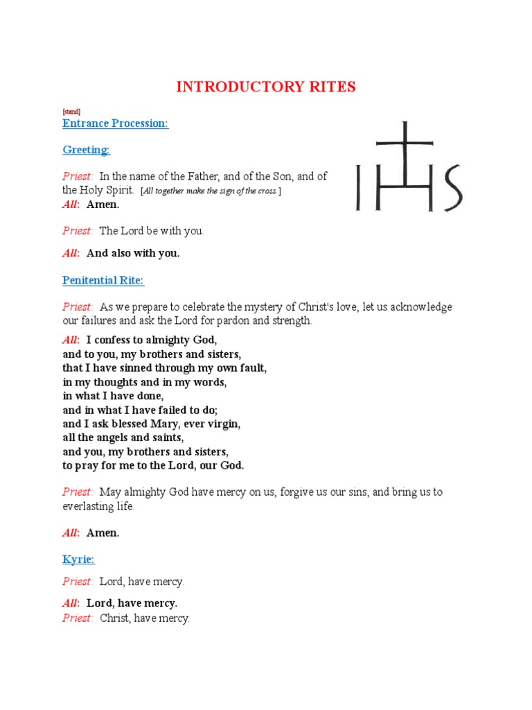 Introductory Rites: Entrance Procession: Greeting | PDF | God The ...
