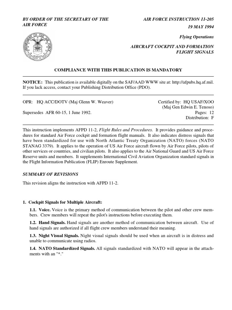 Air Force Instruction 11-205: Flight Signals | PDF | Air Traffic ...