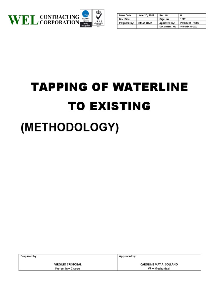 Waterline Tapping Methodology Guide | PDF | Personal Protective ...