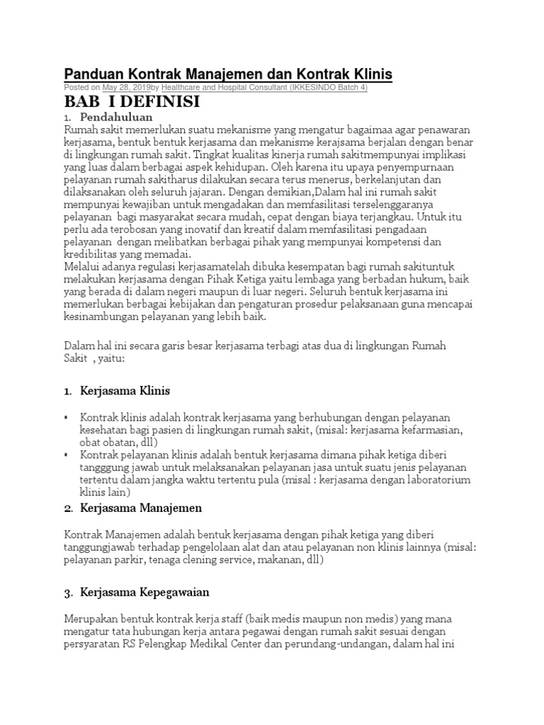 Panduan Kontrak Manajemen Dan Kontrak