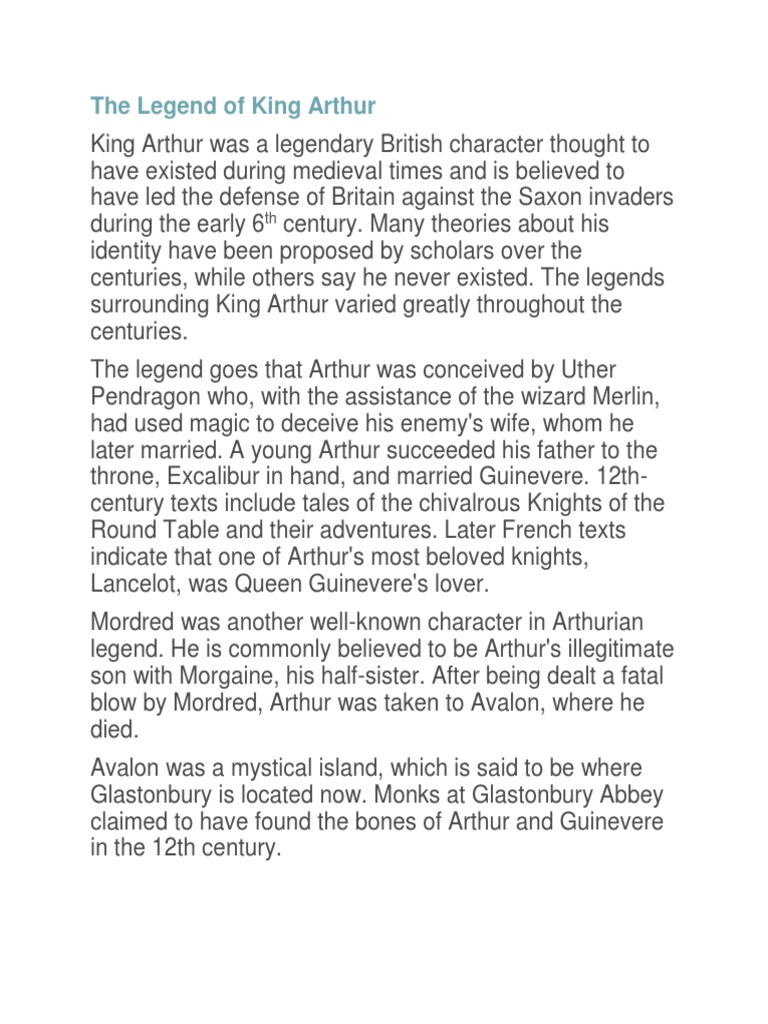 The Legend of King Arthur | PDF | King Arthur | Guinevere