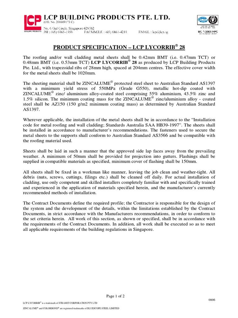 LCP LYCORRIB 28 Specification | PDF | Paint | Specification (Technical ...