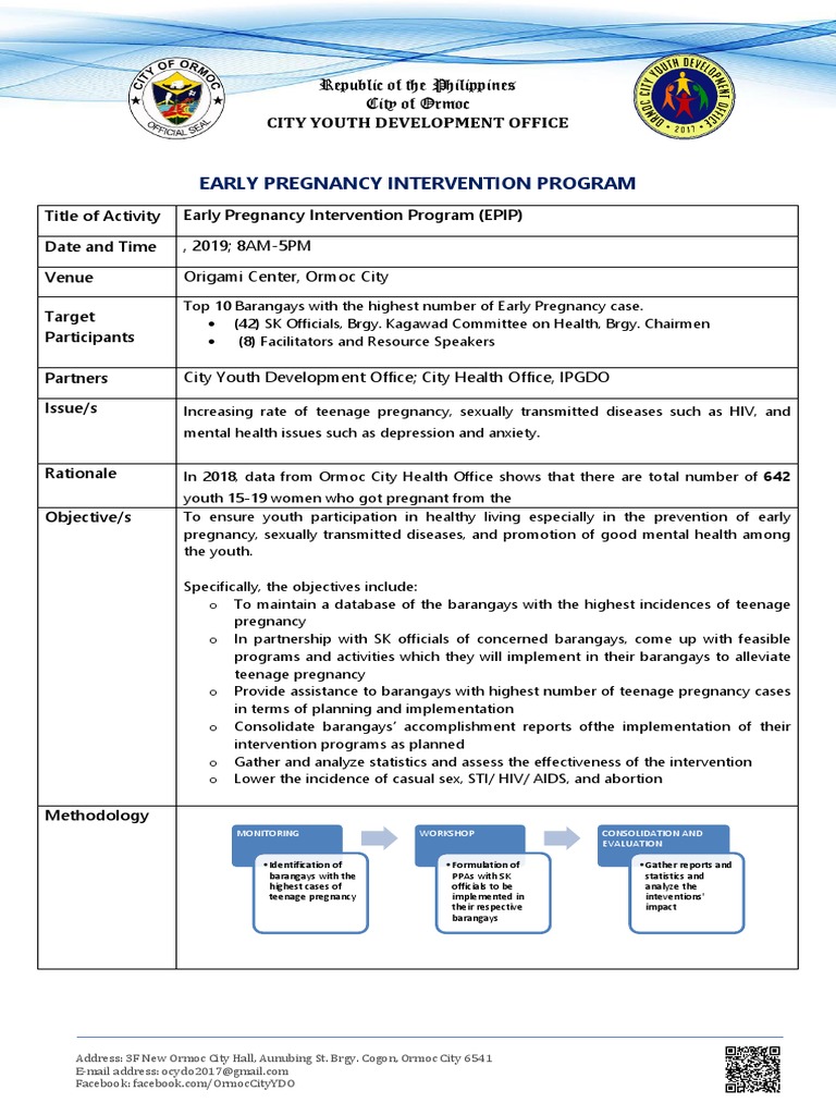 Early Pregnancy Intervention Program: City Youth Development Office ...