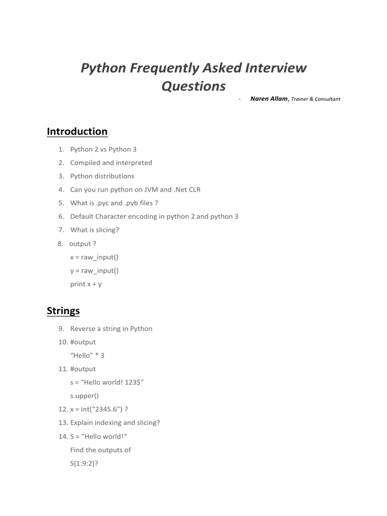 Python Interview Questions | PDF | Parameter (Computer Programming) | Object Oriented Programming