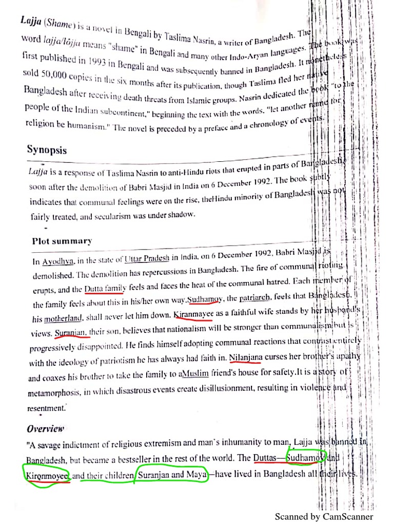 Lajja by Taslima Nasrin | PDF