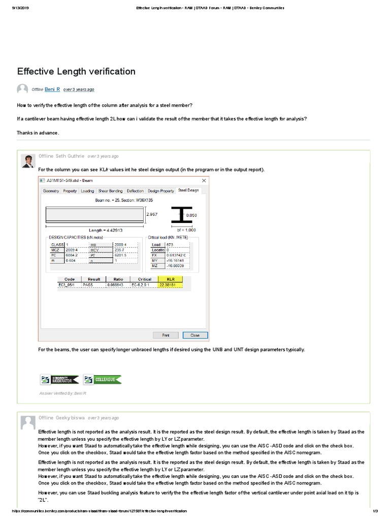 Effective Length Factor - Cantilever Column - STAAD | PDF | Buckling | Teaching Mathematics