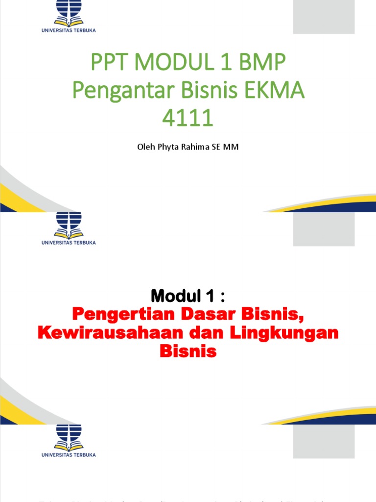 Modul 1 Pengantar Bisnis Ekma 4111 | PDF | Bisnis