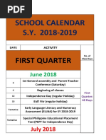 DepEd Order No. 25 S. 2018 School Calendar For School Year 2018 2019 | PDF