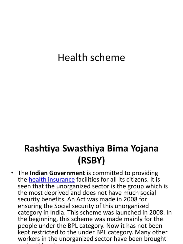 Health Scheme in India | PDF | Health Care | Welfare