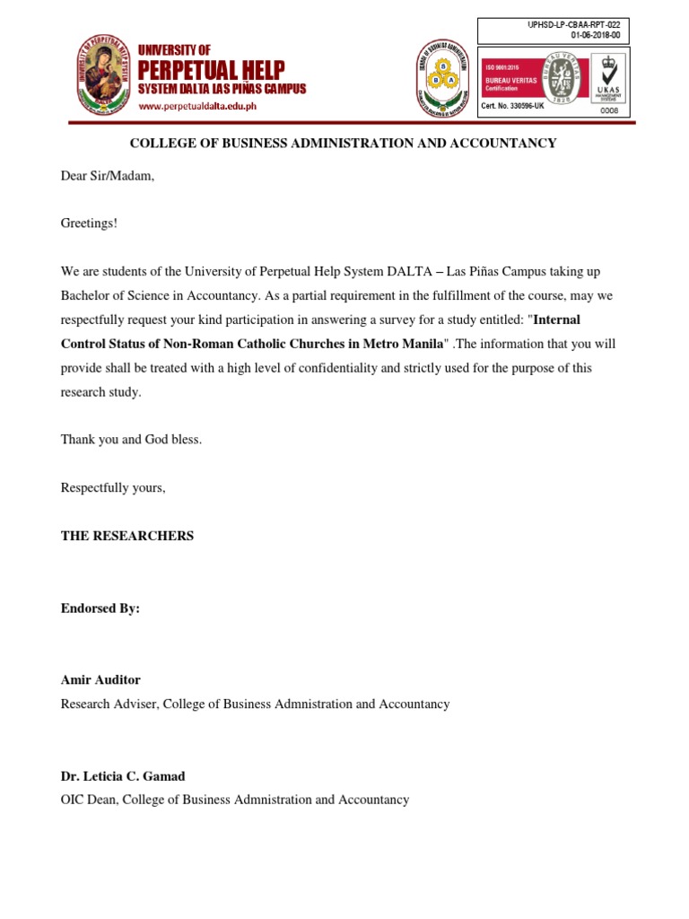 Questionnaire Letter | PDF