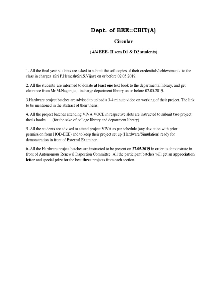 Final Year EEE Student Requirements | PDF | Science & Mathematics ...