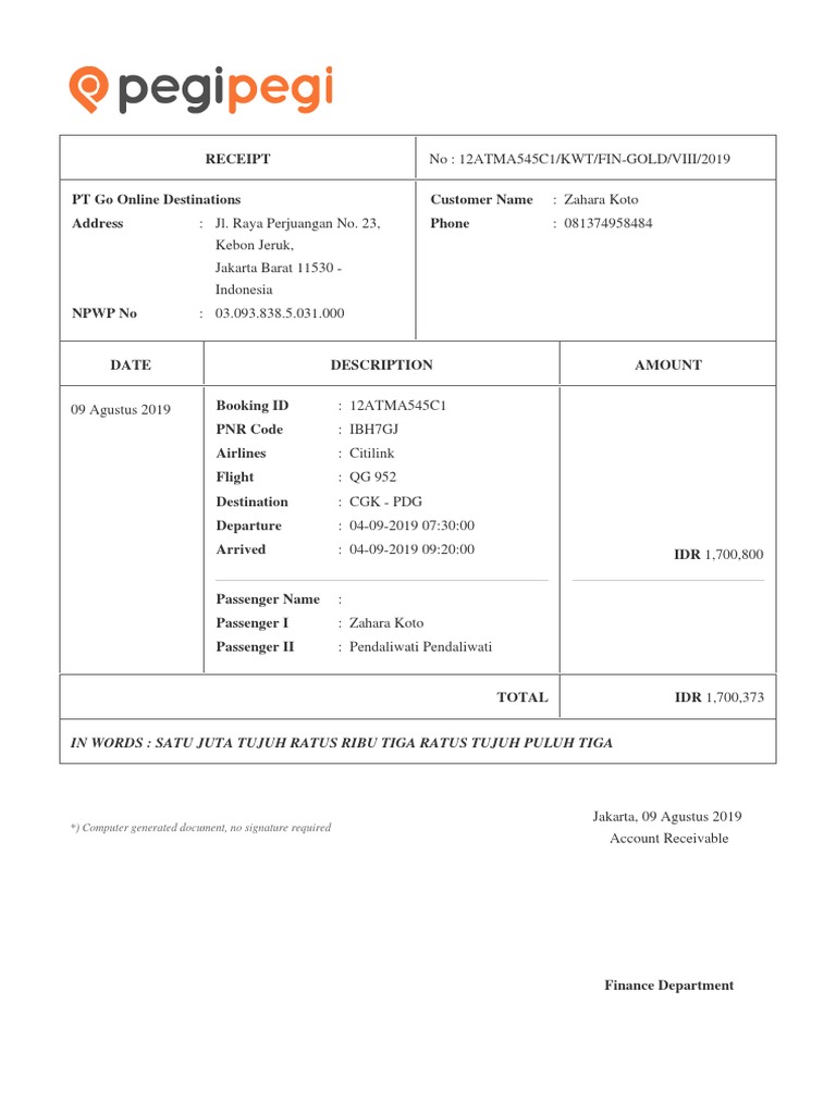 In Words: Satu Juta Tujuh Ratus Ribu Tiga Ratus Tujuh Puluh Tiga | PDF