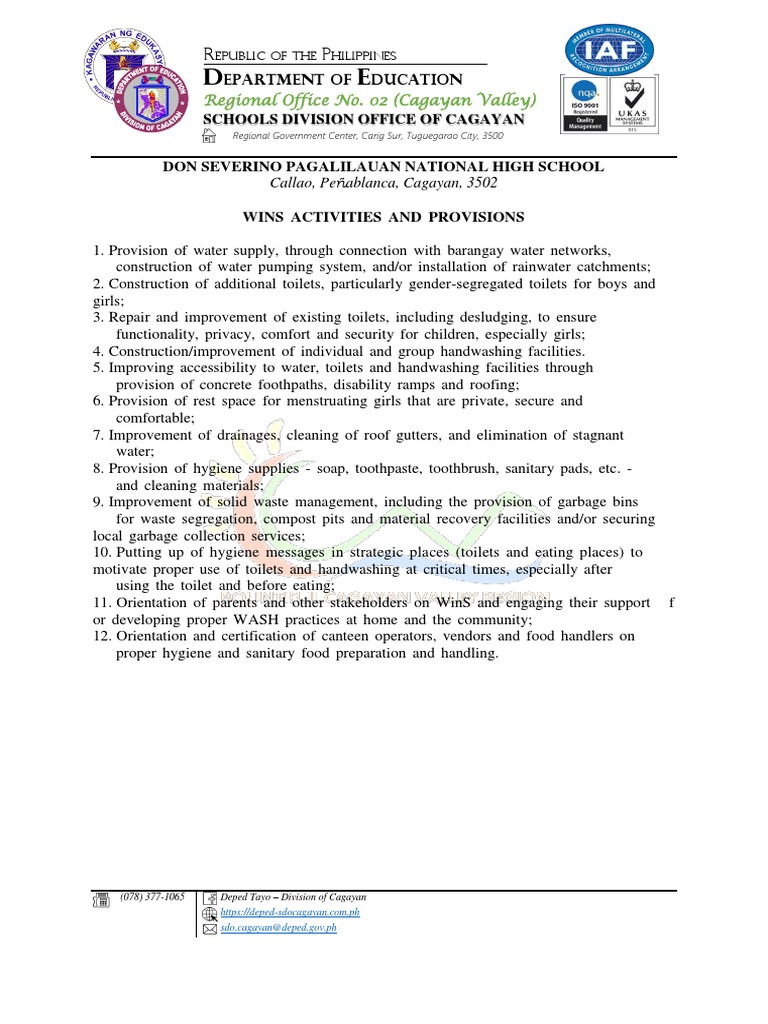 Cagayan's WinS Activities Overview | PDF | Home & Garden