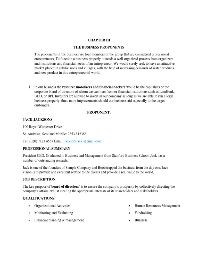 Entrep. Business Plan | PDF | Entrepreneurship | Chief Financial Officer