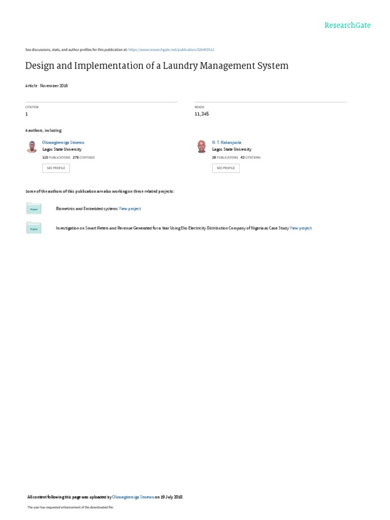 Design and Implementation of A Laundry Management | PDF | Html ...