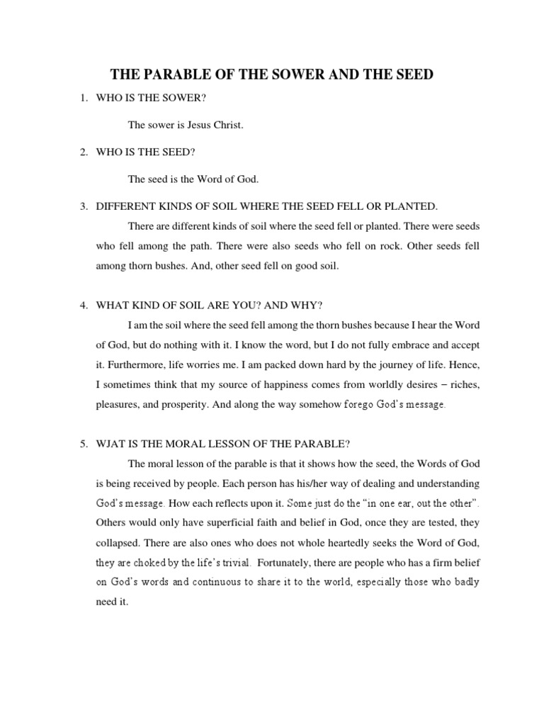 The Parable of The Sower and The Seed | PDF