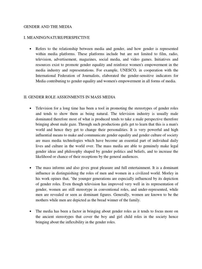 Gender and The Media | PDF | Gender Role | Mass Media