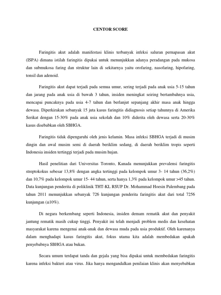 Centor Score | PDF
