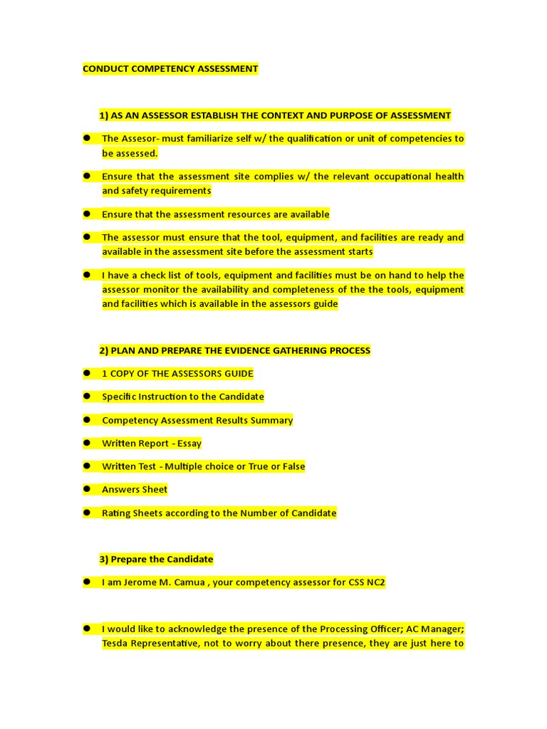 Script Conduct Competency Assessment | PDF | Validity (Statistics) | First Aid