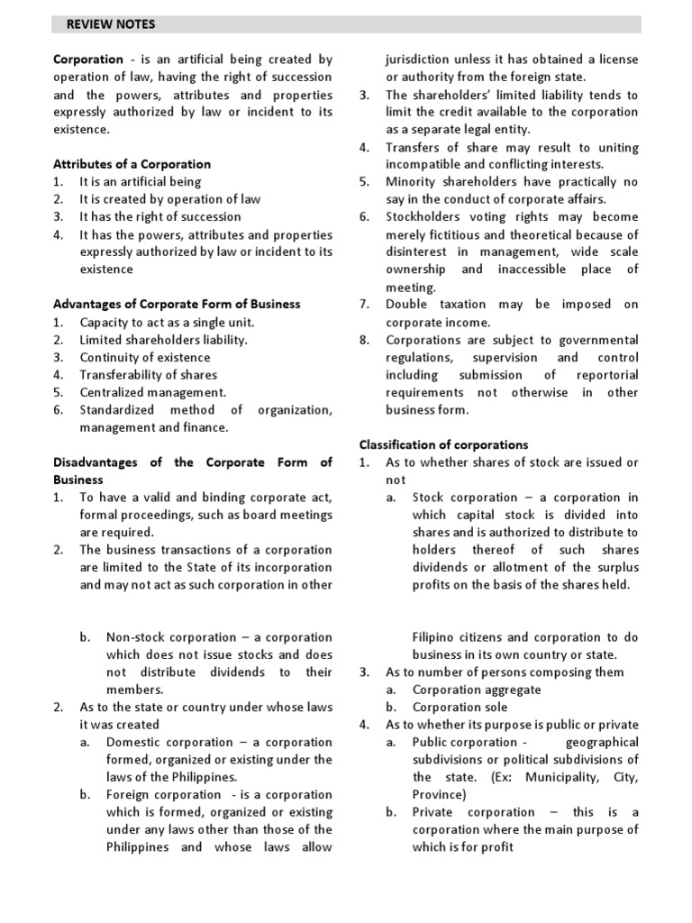 Business Law: Corporation Overview | PDF | Board Of Directors ...