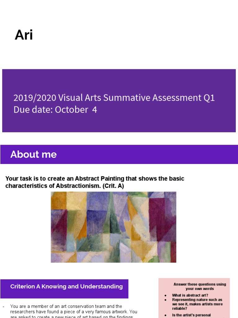 Yoon Yiwha - 2019 2020 g8 Visual Arts Summative Assessment q1 | PDF | Inquiry | Paintings