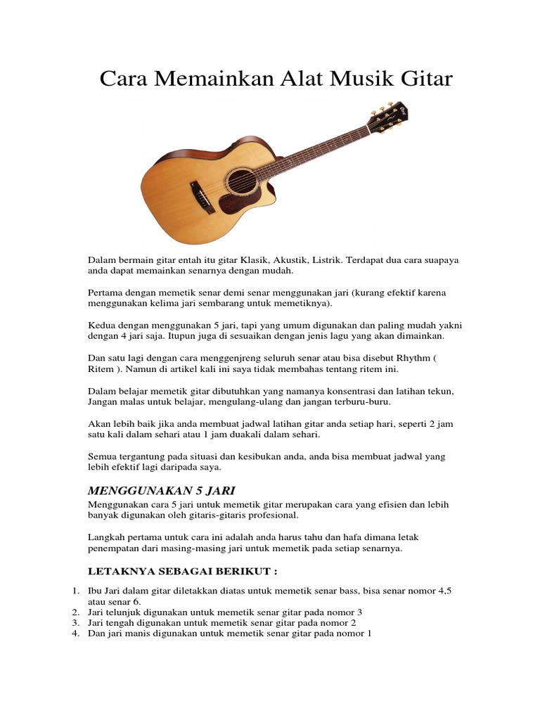 Cara Memainkan Alat Musik Gitar | PDF