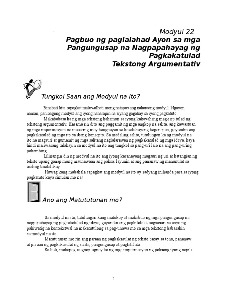 Modyul 22-Pangungusap Na Nagpapahayag NG Pagkakatulad | PDF