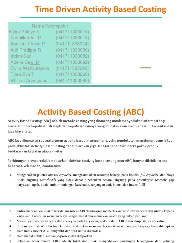 Time Driven Activity Based Costing | PDF
