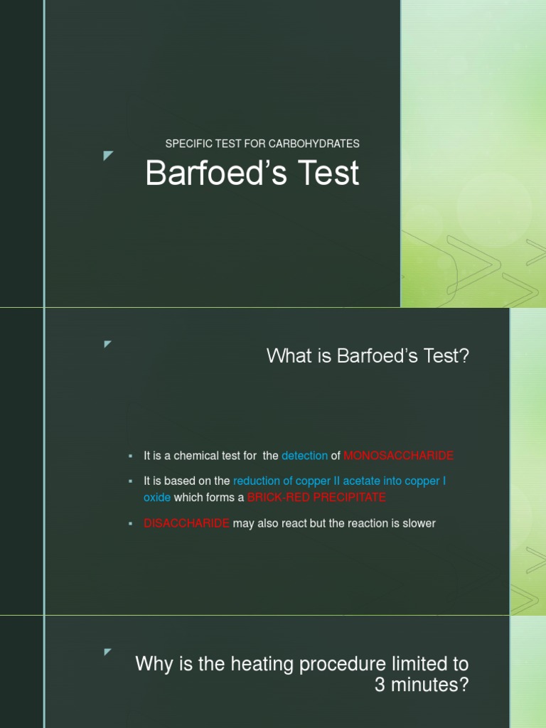 Barfoed's Test: Specific Test For Carbohydrates | PDF | Carbohydrates ...