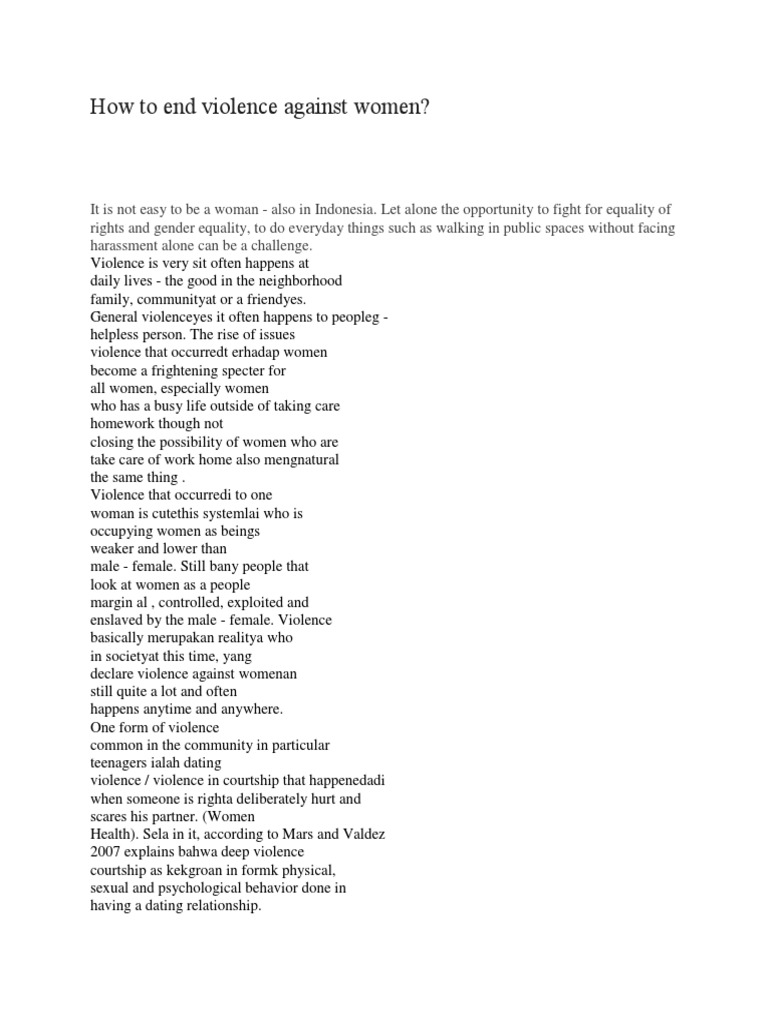 How To End Violence Against Women Pdf Violence Violence Against Women