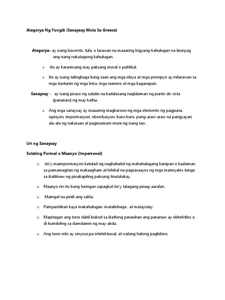 Ano Ang Paksa Ng Sanaysay Alegorya Ng Yungib - Huxley Sanaysay