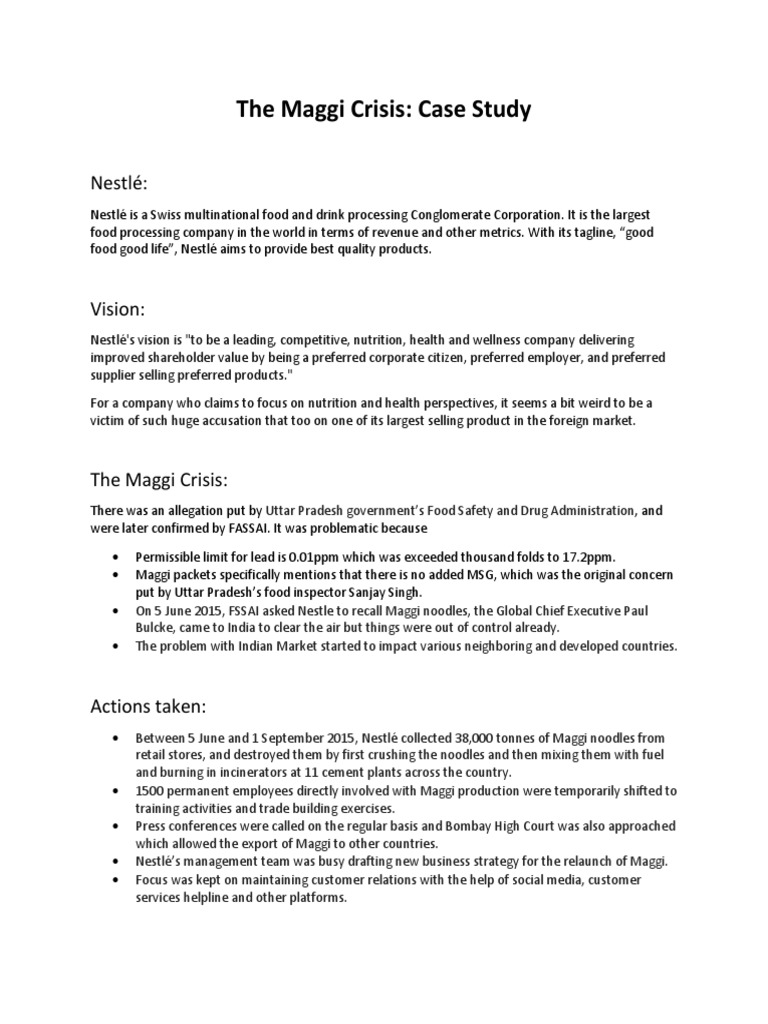 The Maggi Crisis | PDF | Nestlé | Business