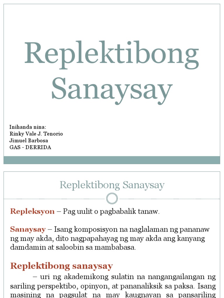 Replektibong Sanaysay