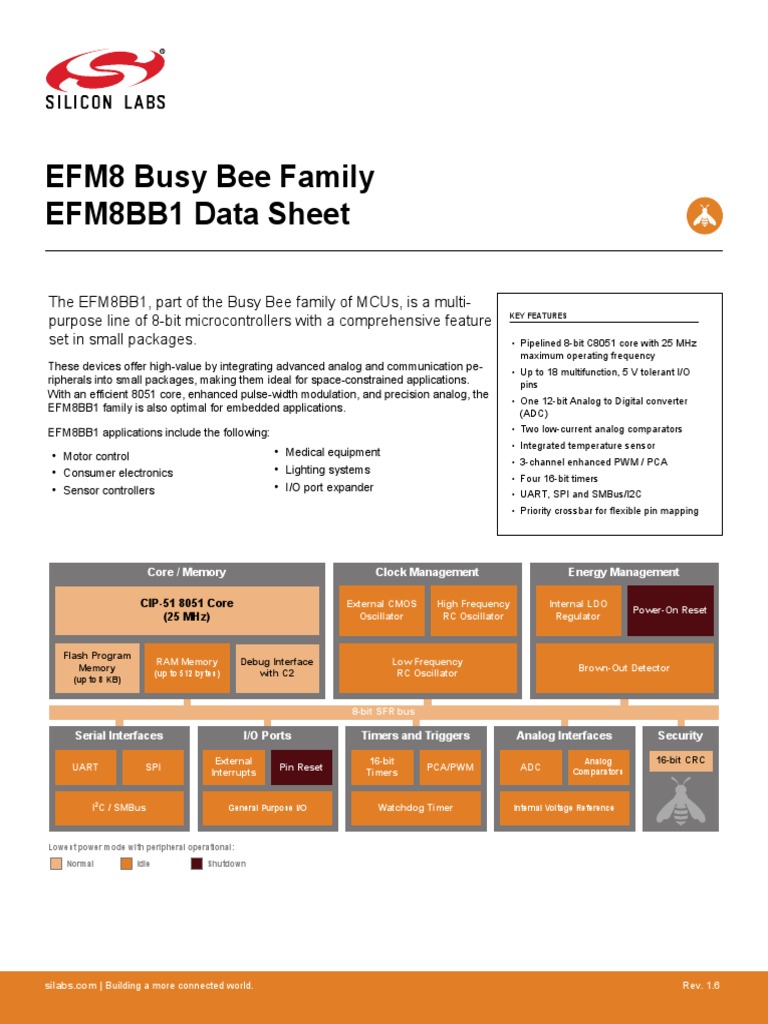 Efm8bb1 Datasheet | PDF | Analog To Digital Converter | Booting