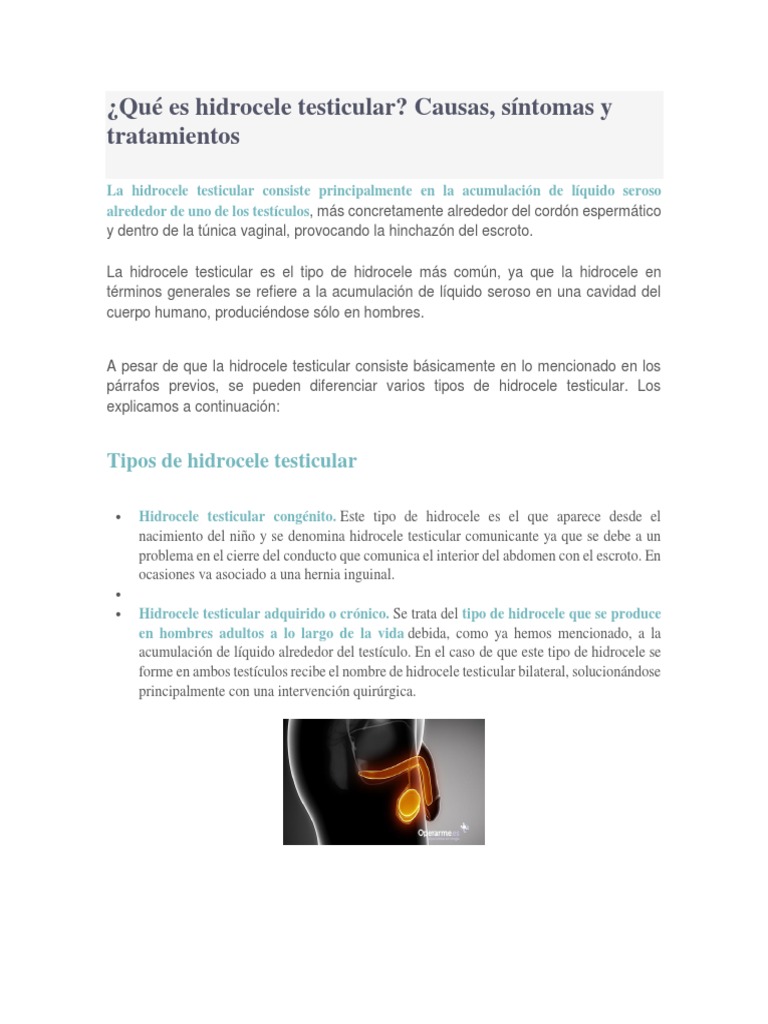 Qué Es Hidrocele Testicular | PDF | Testículo | Ciencias de la Salud