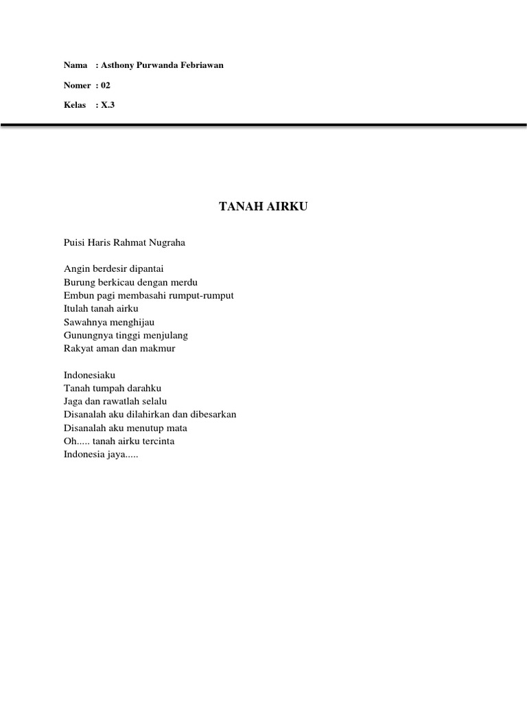 Puisi Cinta Tanah Air Indonesia | PDF | Griya & Taman | Sains & Matematika