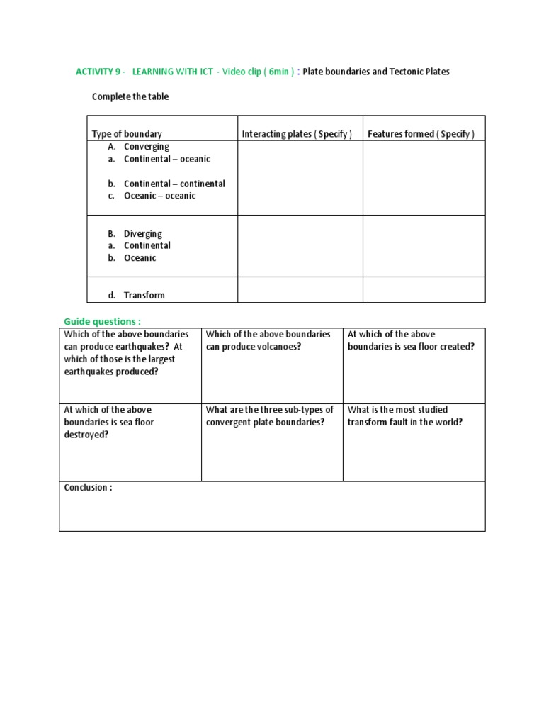 Plate Boundaries and Tectonic Plates | PDF