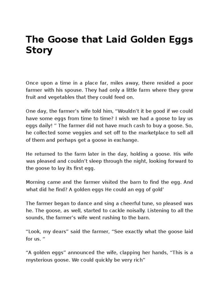 The Goose That Laid Golden Eggs Story | PDF | Home & Garden | Poetry