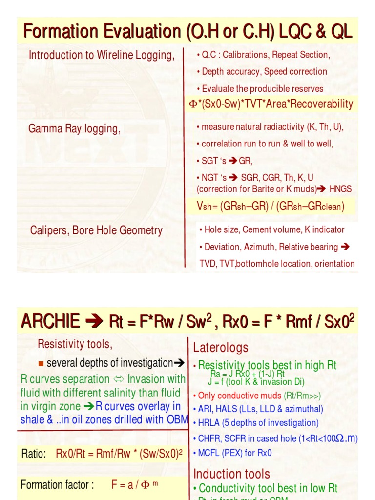 Basic - Formation Evaluation Summary | PDF | Chemistry | Physical Sciences