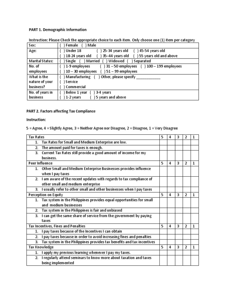 Survey Questionnaire 7.13.19 | PDF | Tax Rate | Taxes