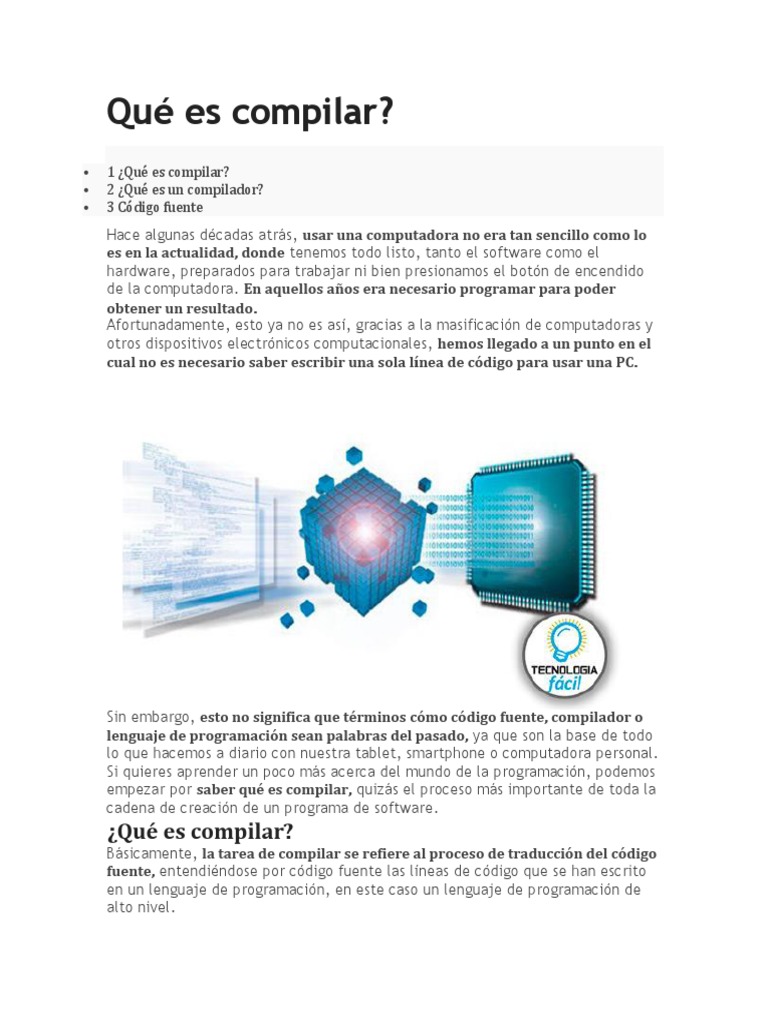 Que Es Compilar | PDF | Compilador | Programación de computadoras