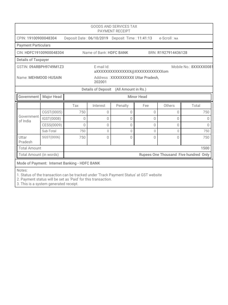 GST Challan Receipt | PDF