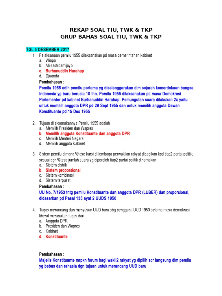 Rekap Soal Grup Tiu, TWK, TKP | PDF