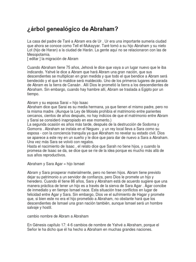 Árbol Genealógico de Abraham y Descendencia | PDF | Abrahán | Jacob