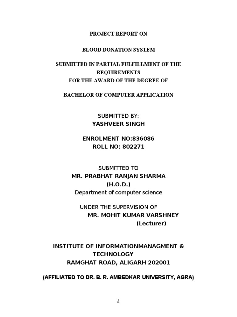 Project Report On Blood Donation System PDF | PDF | Basic | Computer ...